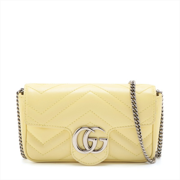 Gucci | Bags | Gucci Gg Marmont Leather Chain Shoulder Bag Yellow ...